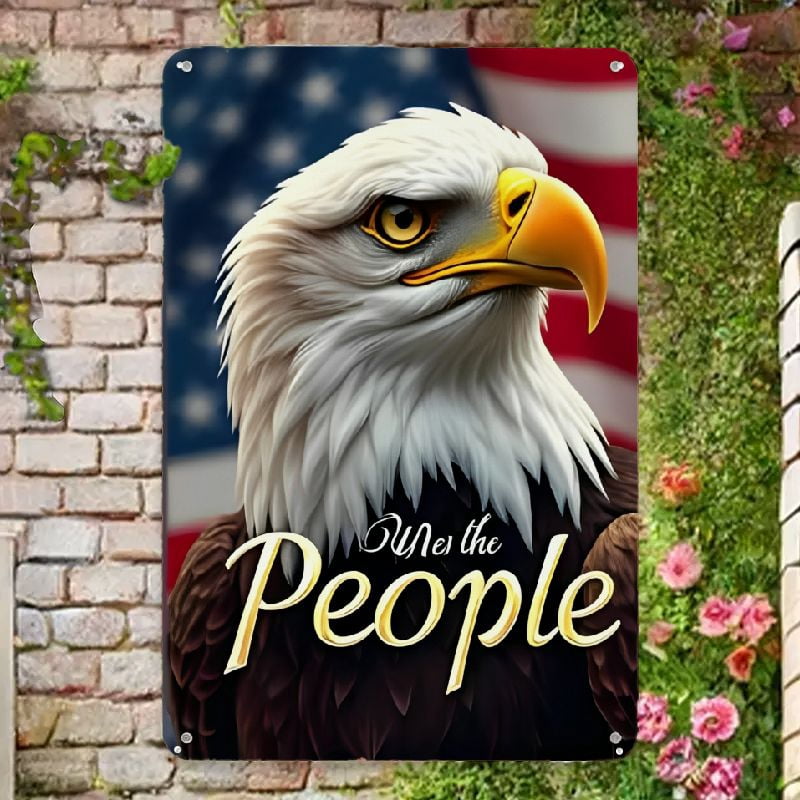 Patriotic Bald Eagle & American Flag Metal Wall Sign - Vintage Iron ...