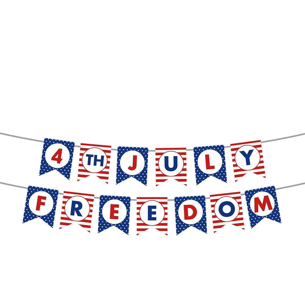 Patriotic Banner for 4th of July - Red White Blue Bunting Decor, 4 ...
