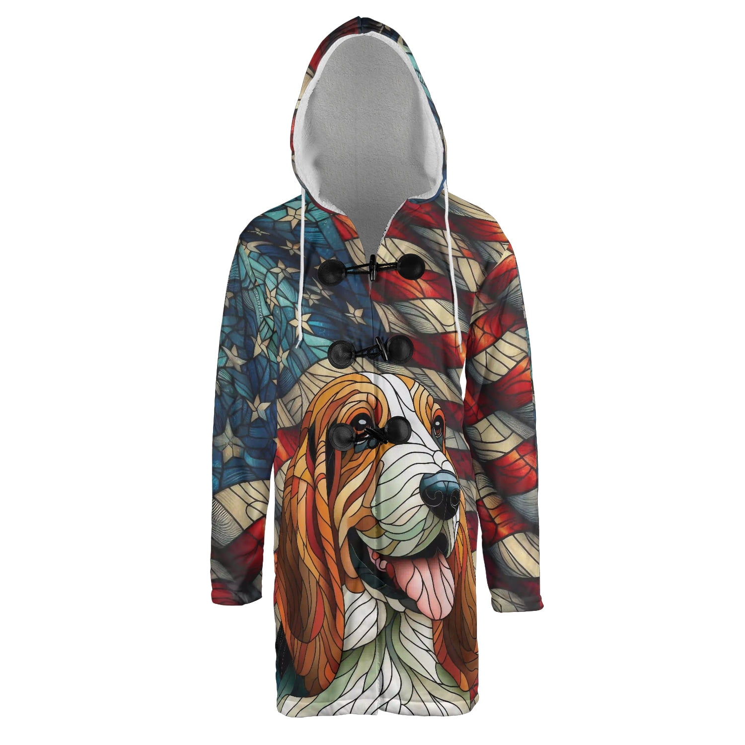 Patriotic Basset Hound Stained Glass Portrait American Flag All Over ...