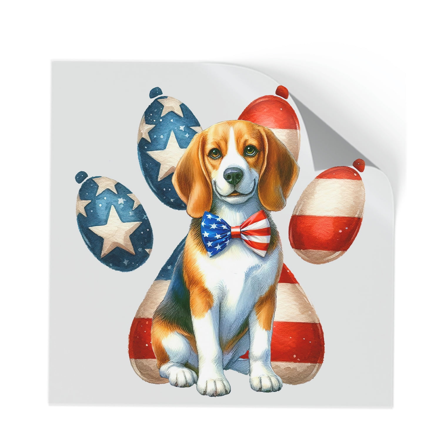 Patriotic Beagle 4th of July Independence Paws Cutout Transfer Sticker ...