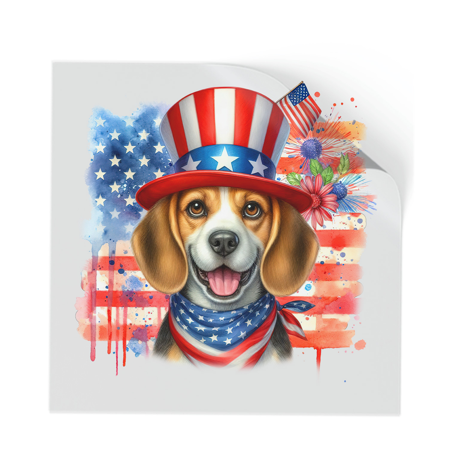 Patriotic Beagle Celebrates 4th of July Cutout Transfer Sticker Beagles ...