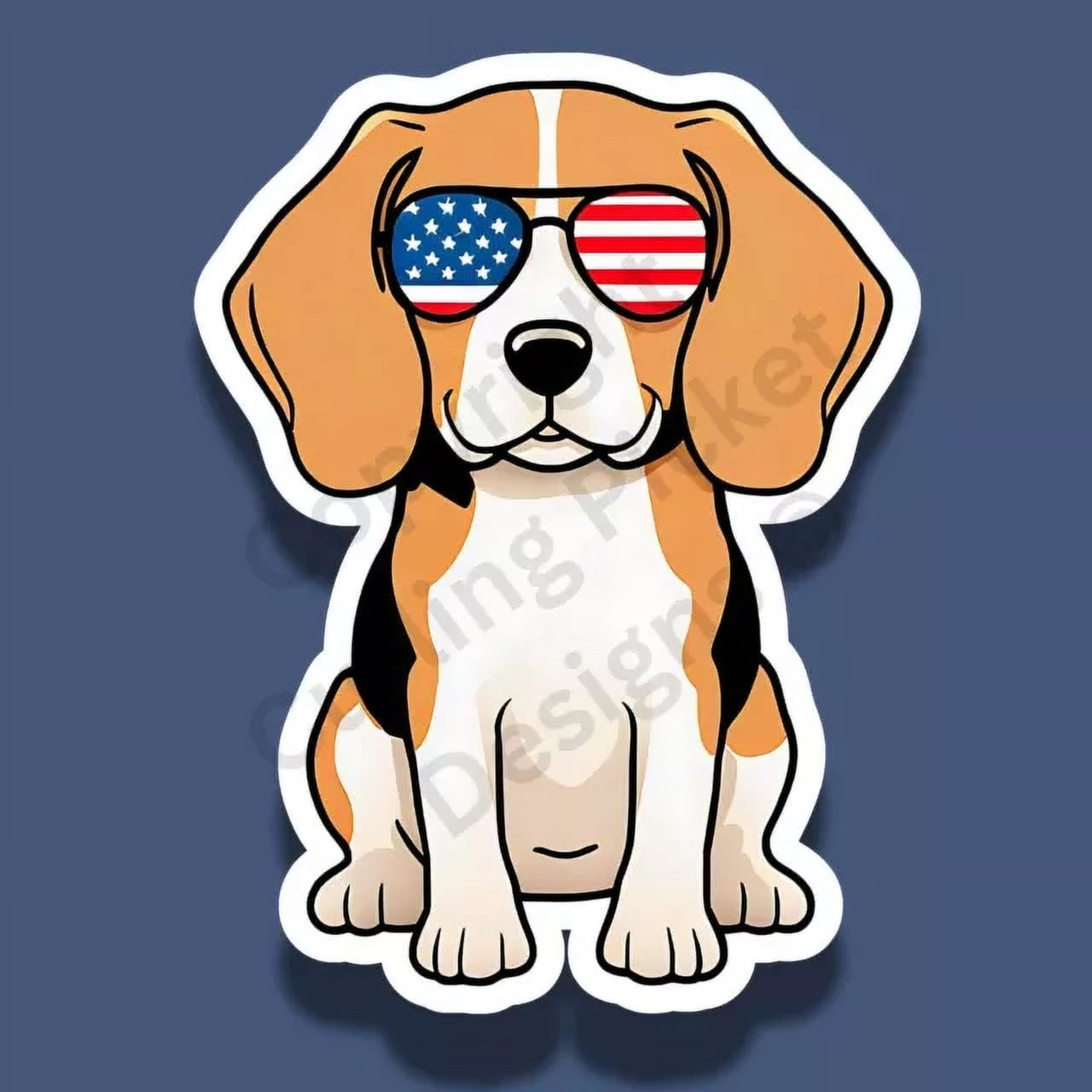 Patriotic Beagle Wearing Sunglasses Cute Dog Breed Sticker Phone Decal ...