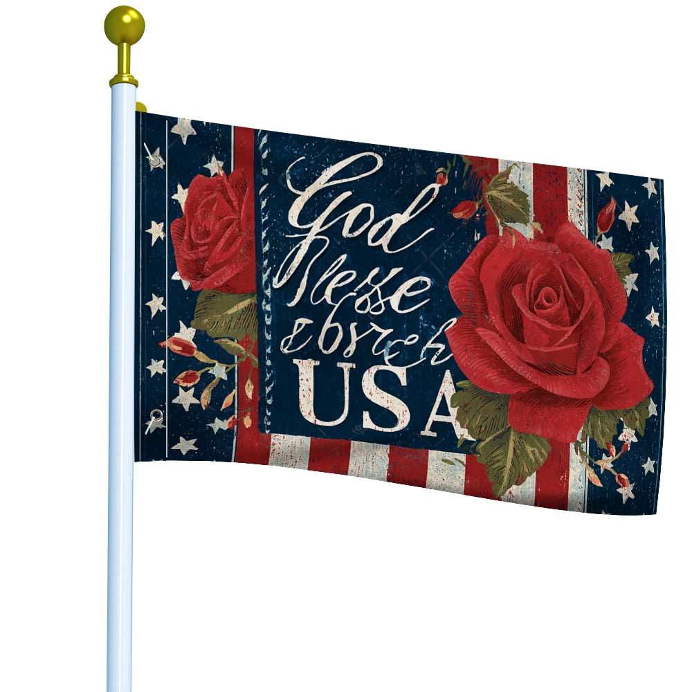 Patriotic Beautiful God Bless America Square Flag - 1 Pack, 3x5 Ft Tear ...