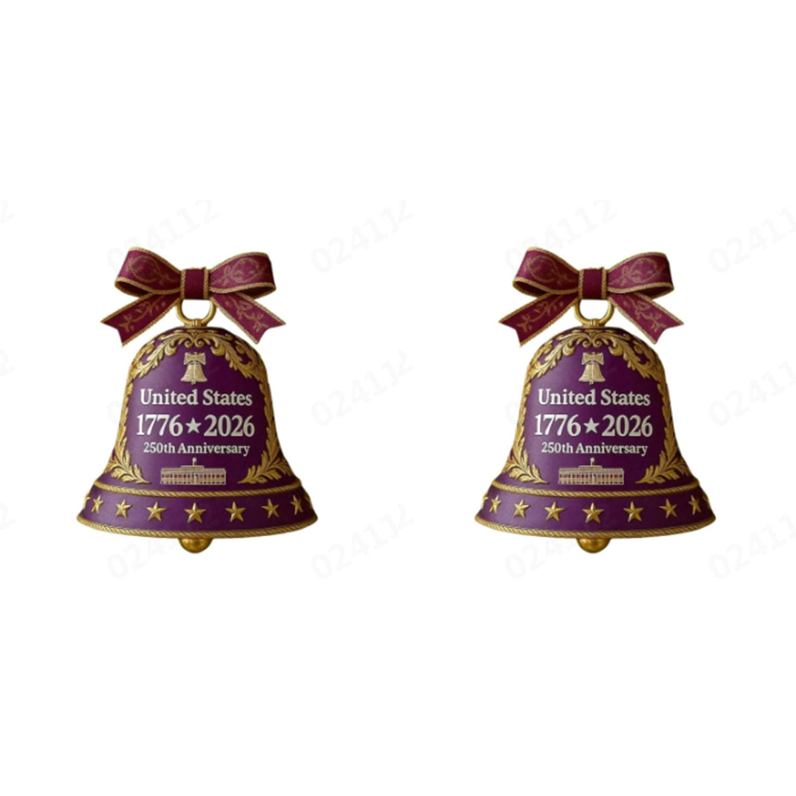 Patriotic Bell Ornaments for Christmas Tree, USA 250th Anniversary ...