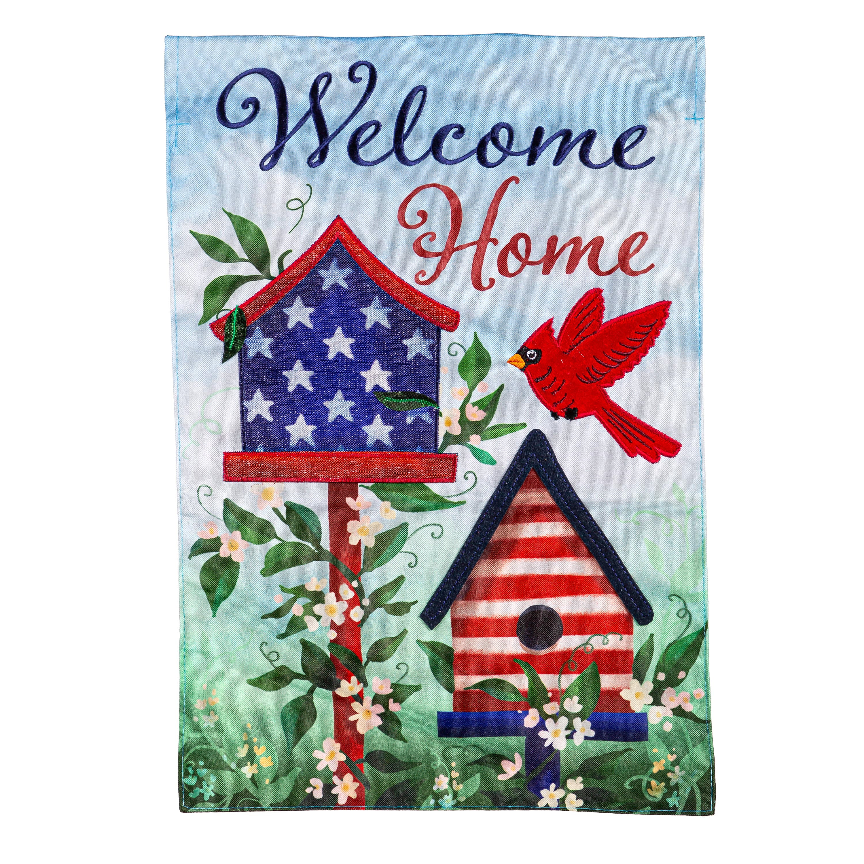 Patriotic Bird House Welcome Applique House Flag - Walmart.com