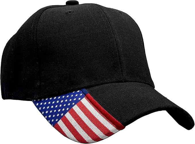 Patriotic Black Baseball Cap Breathable Design w/American Flag Detail ...
