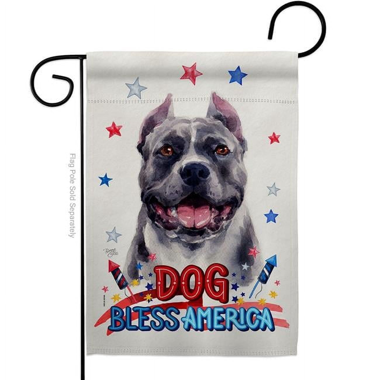 Patriotic Black Pitbull Animals Dog 13 x 18.5 in. Double-Sided ...