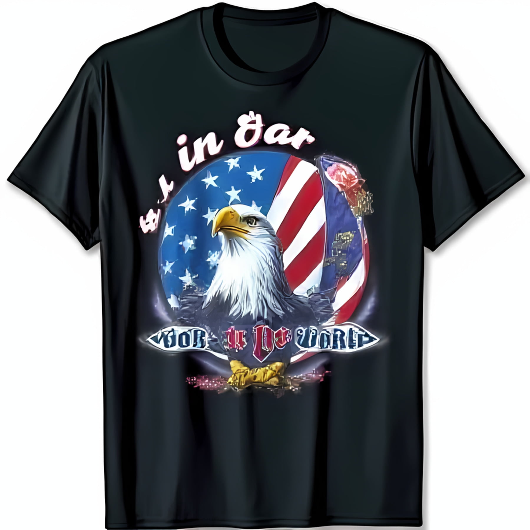 Patriotic Black T-Shirt with Bald Eagle and Design 1 in 8 & God is 1st ...