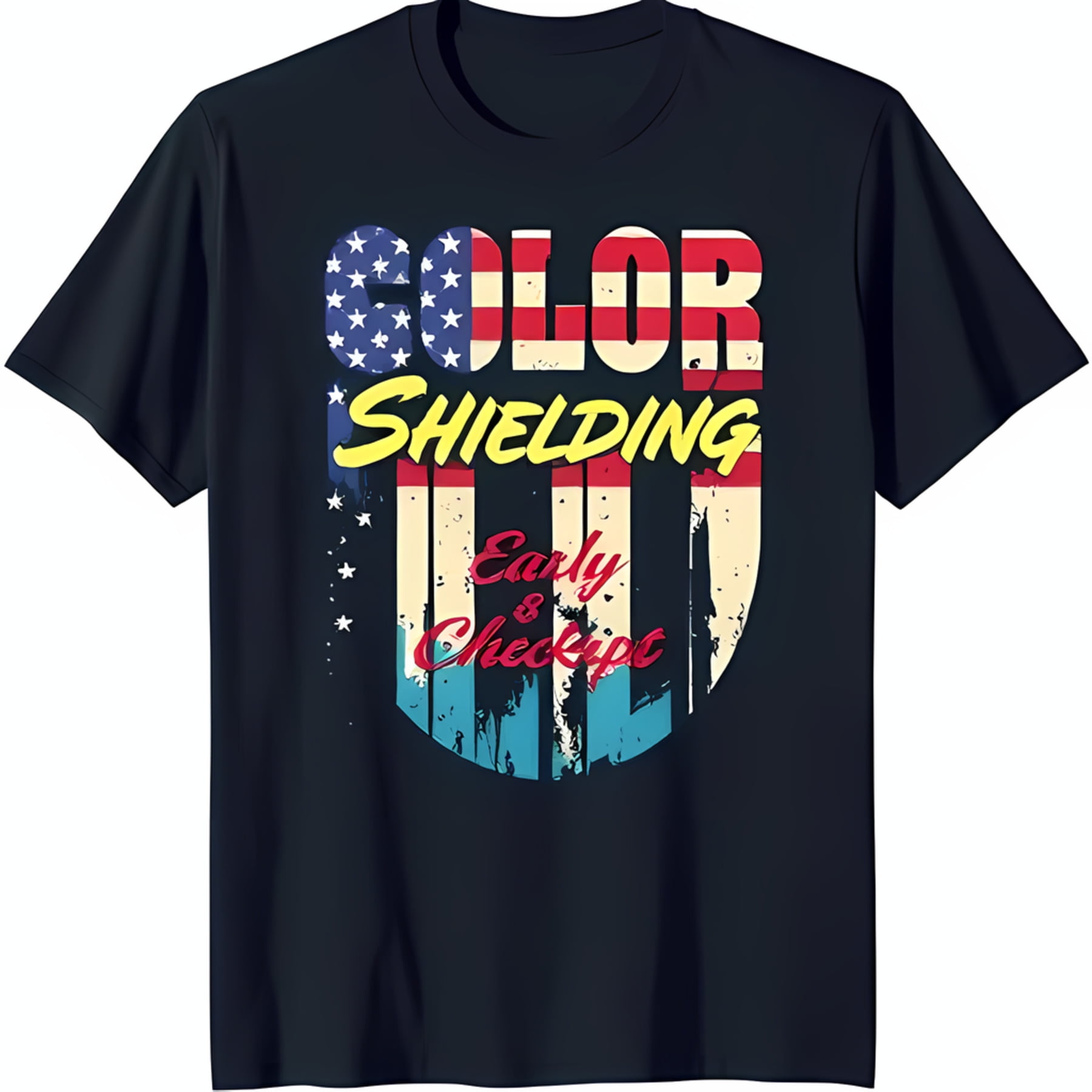 Patriotic Black T-Shirt with & 'Color Shielding Early Checkup' Design ...