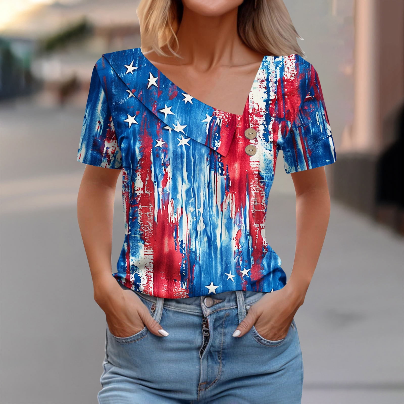 Patriotic Blouse Women American Flag Women Shirt Red White and Blue ...
