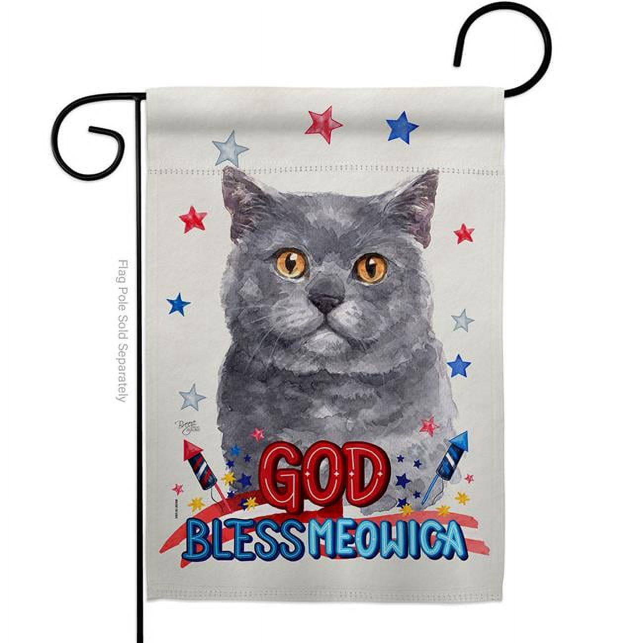 Patriotic Blue British Short Hair Animals Cat 13 x 18.5 in. Double ...
