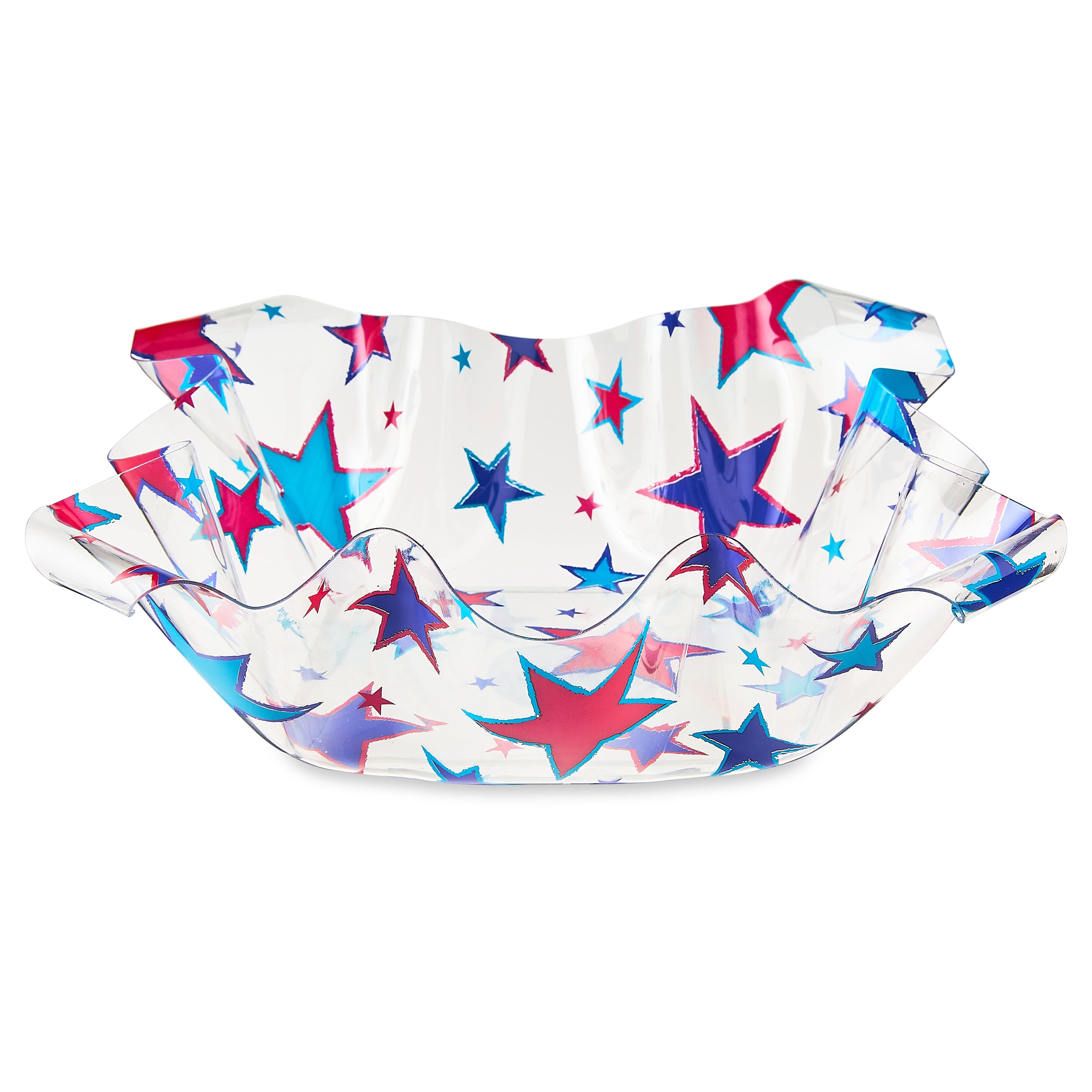 Patriotic Blue and Red Stars Plastic Ruffle Bowl, by Way To Celebrate ...