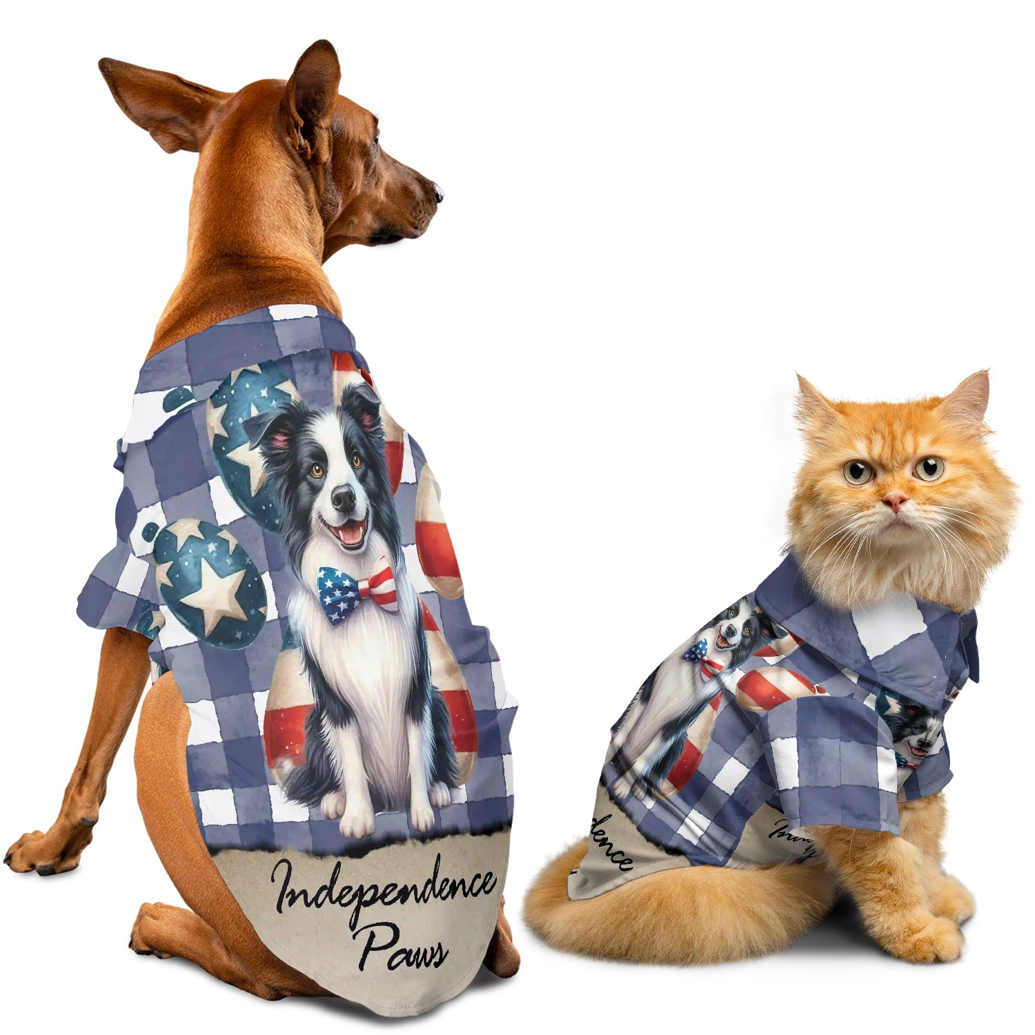 Patriotic Border Collie 4th of July Independence Paws Hawaiian Summer ...