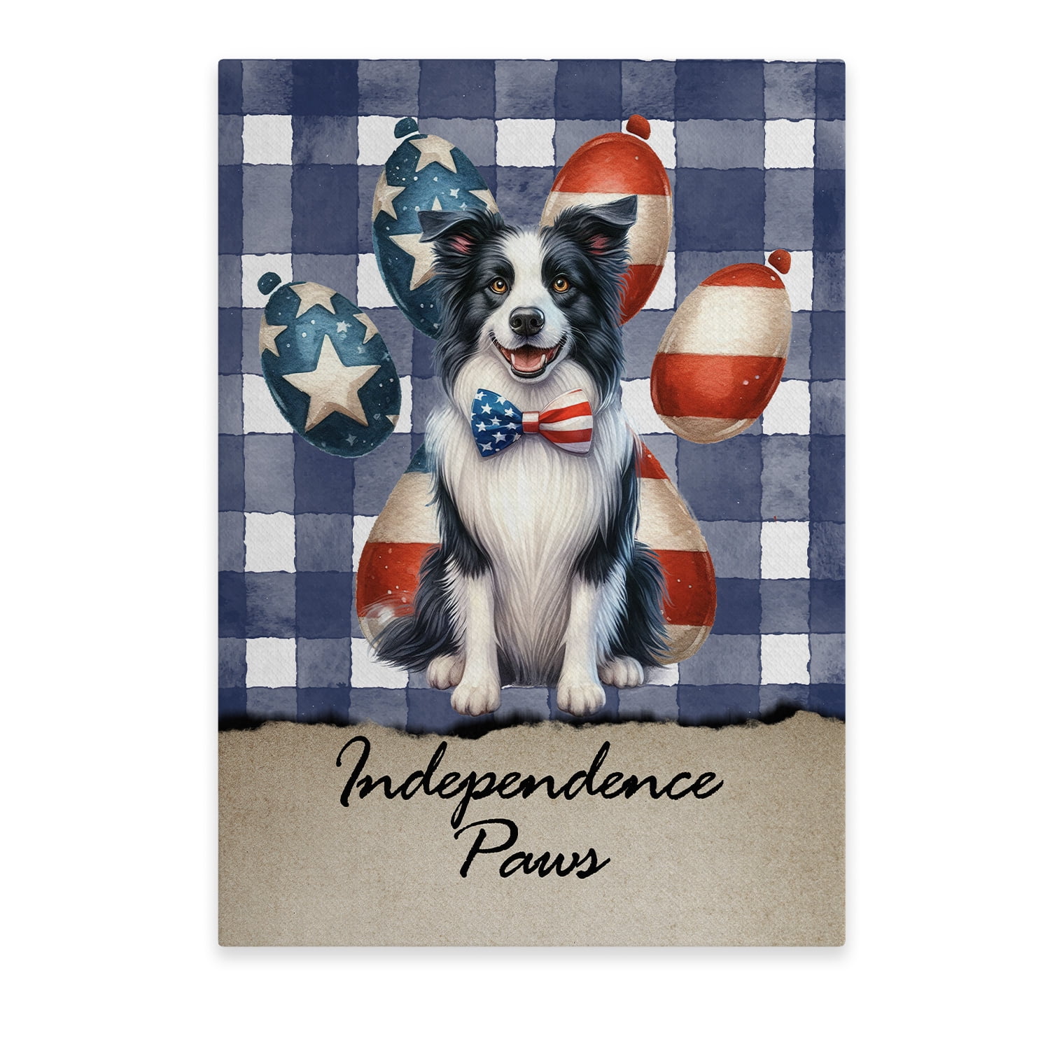 Patriotic Border Collie 4th of July Independence Paws Vertical Matte ...