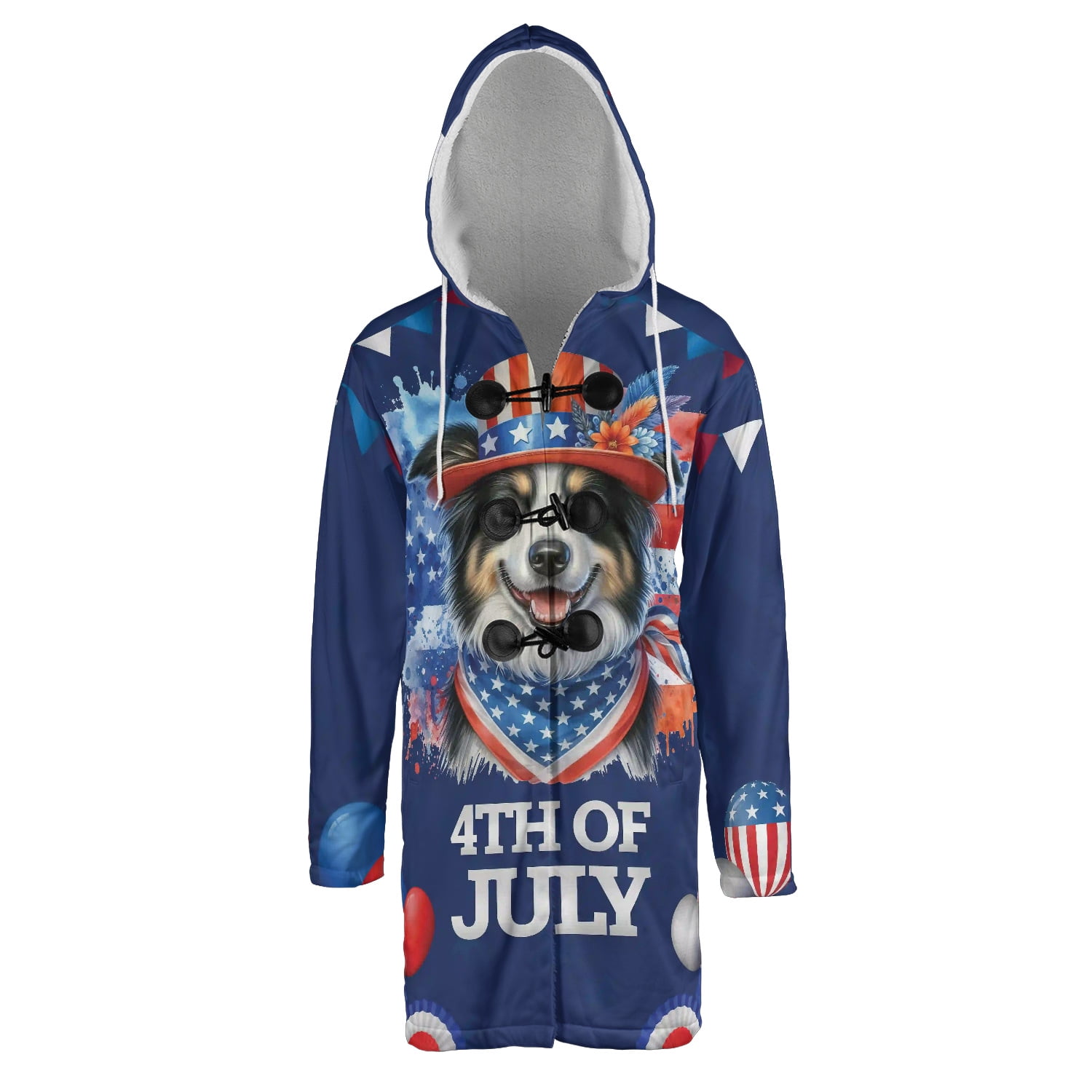 Patriotic Border Collie Celebrates 4th of July All Over Print 3D Hooded ...