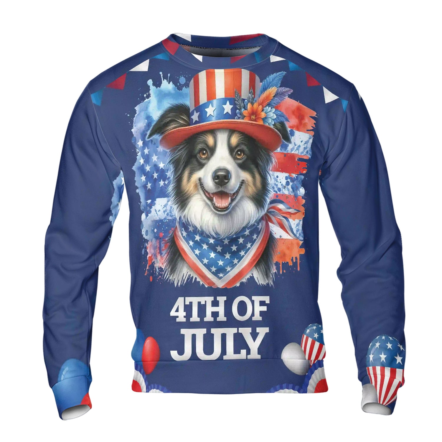 Patriotic Border Collie Celebrates 4th of July All Over Print 3D ...