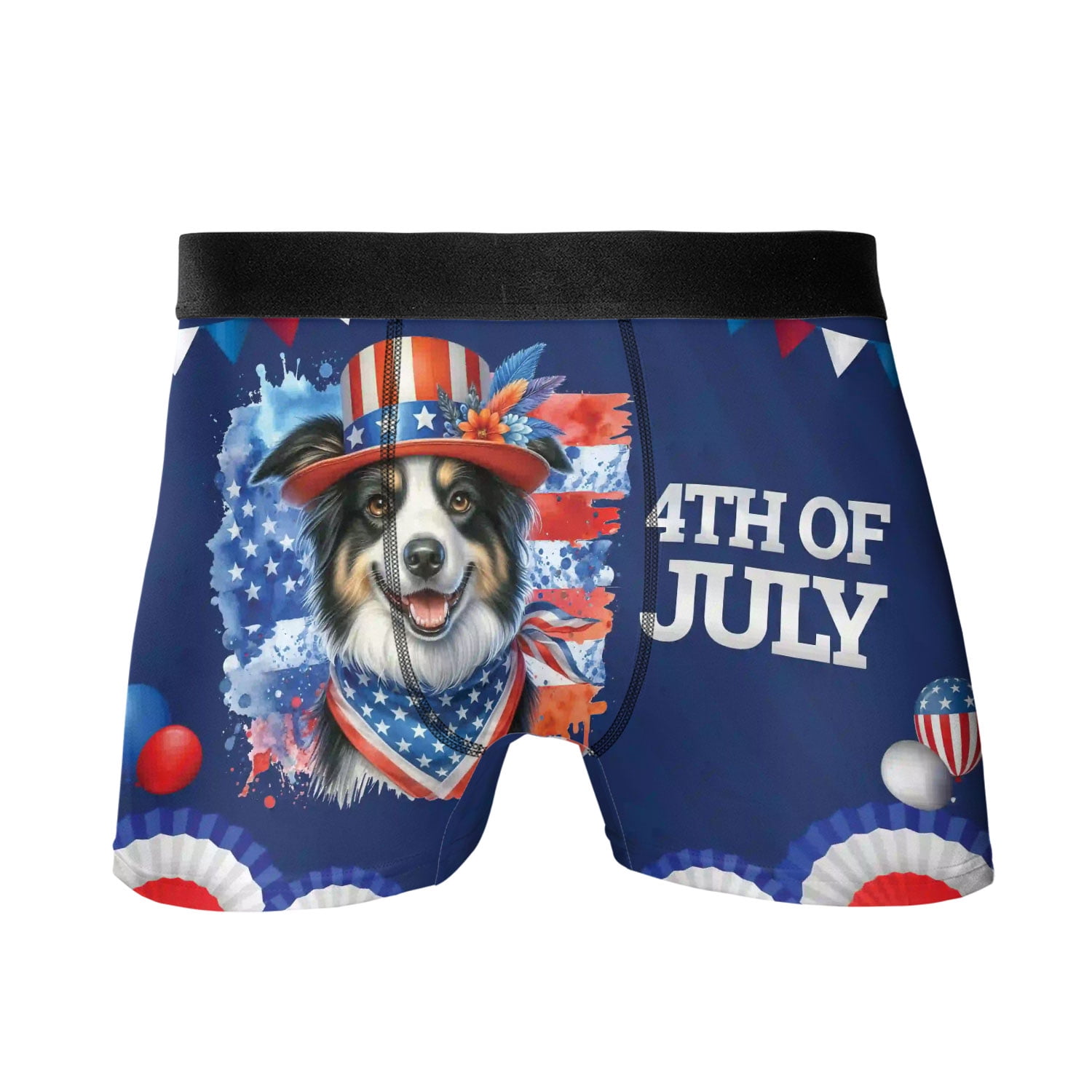 Patriotic Border Collie Celebrates 4th of July All Over Print Boxer ...