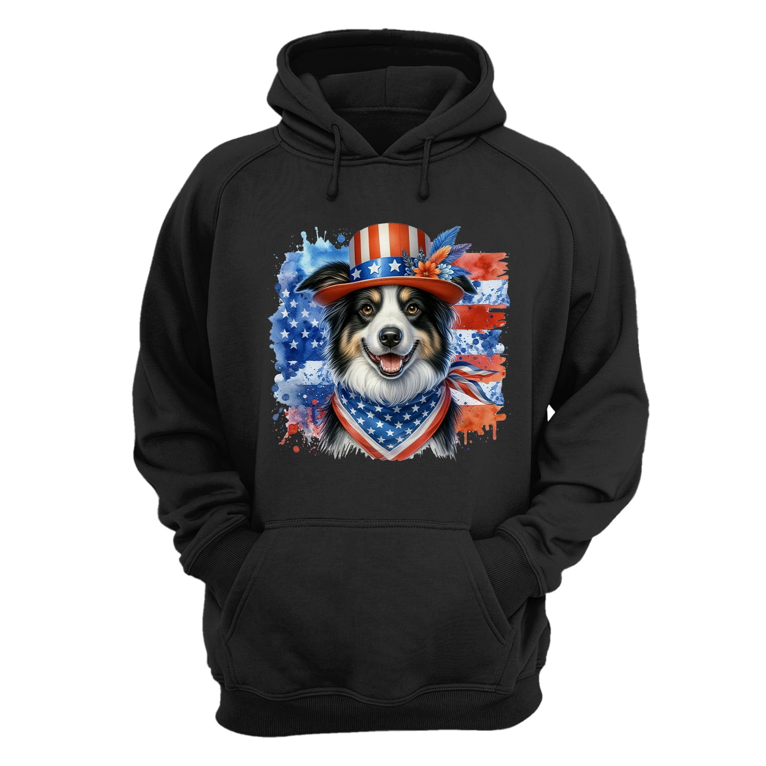 Patriotic Border Collie Celebrates 4th of July Hoodie Unisex Merch ...