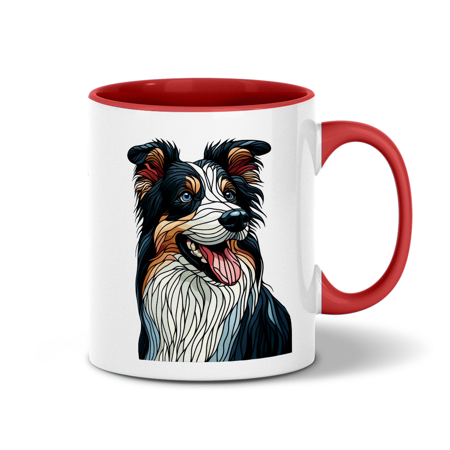 Patriotic Border Collie Stained Glass Portrait American Flag 11oz ...