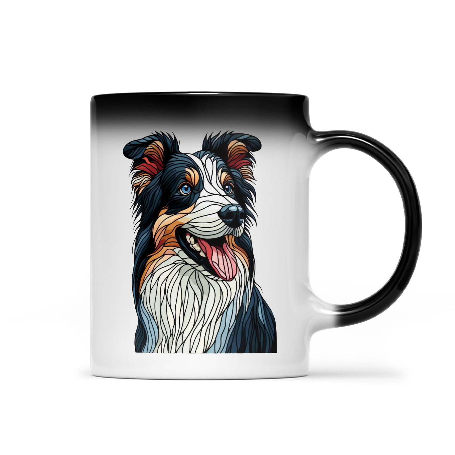 Patriotic Border Collie Stained Glass Portrait American Flag Heat Color ...