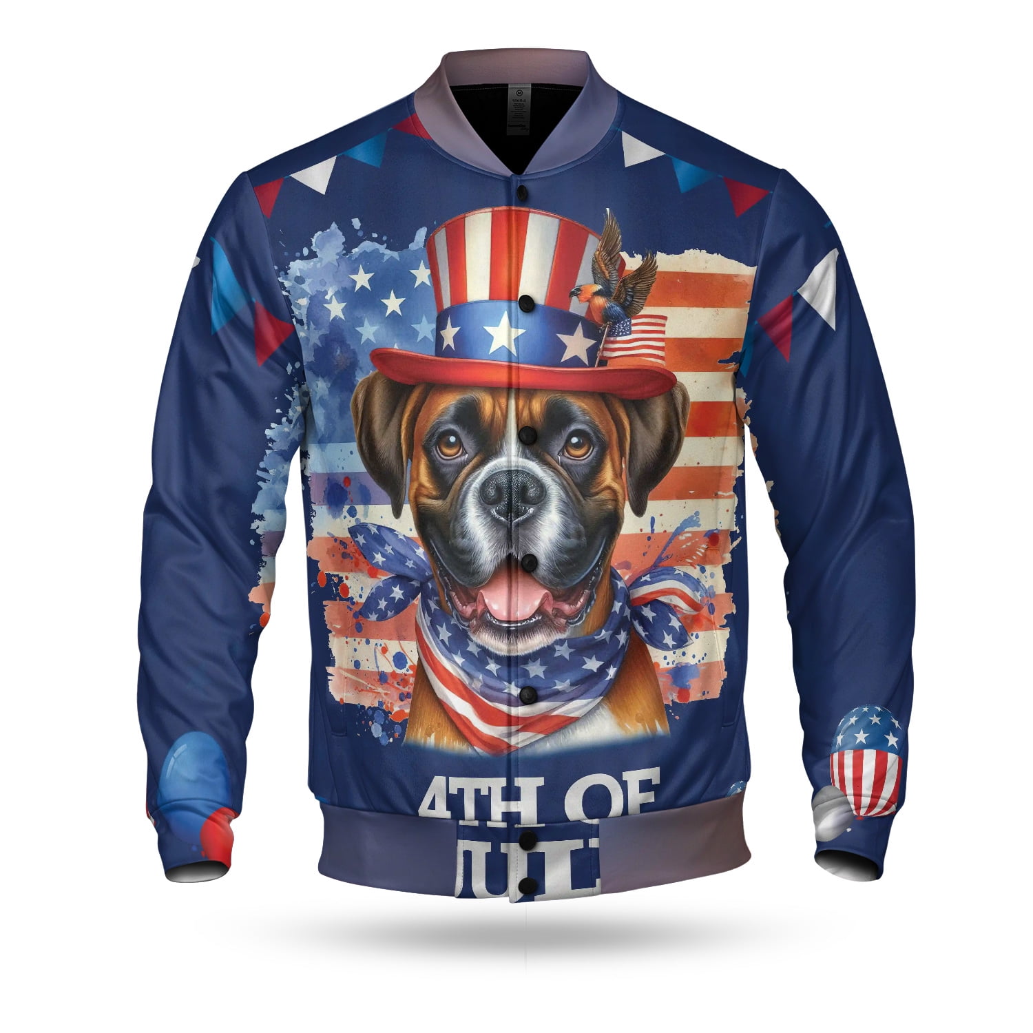 Patriotic Boxer Celebrates 4th of July All Over Print 3D Baseball ...