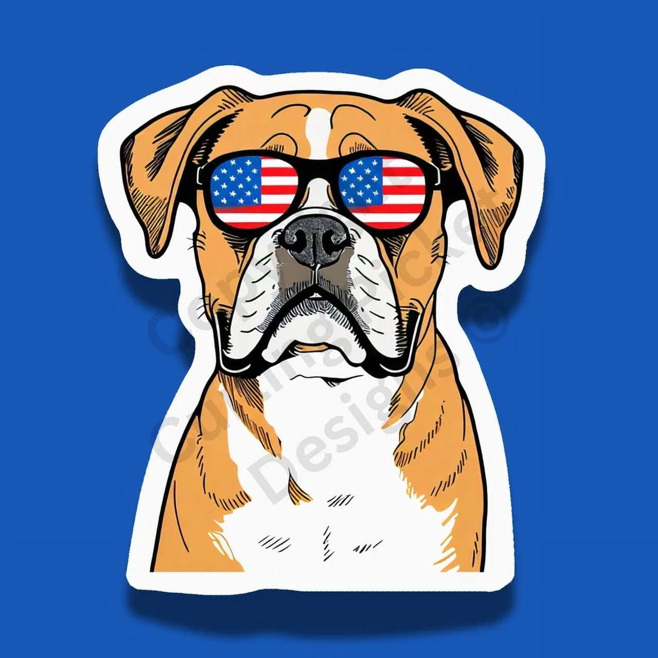 Patriotic Boxer Dog Wearing Sunglasses Cute Dog Breed Sticker Phone ...