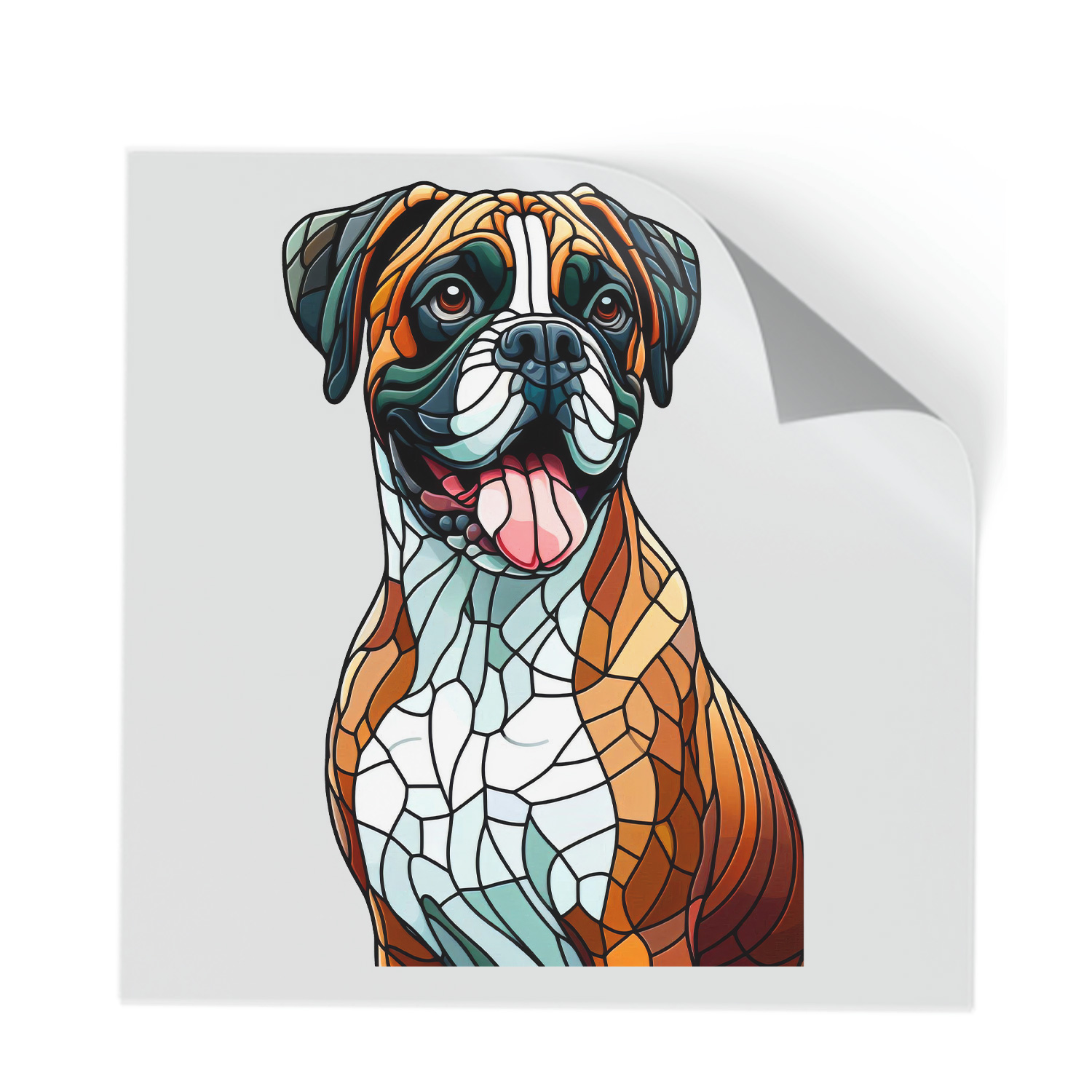 Patriotic Boxer Stained Glass Portrait American Flag Cutout Transfer ...