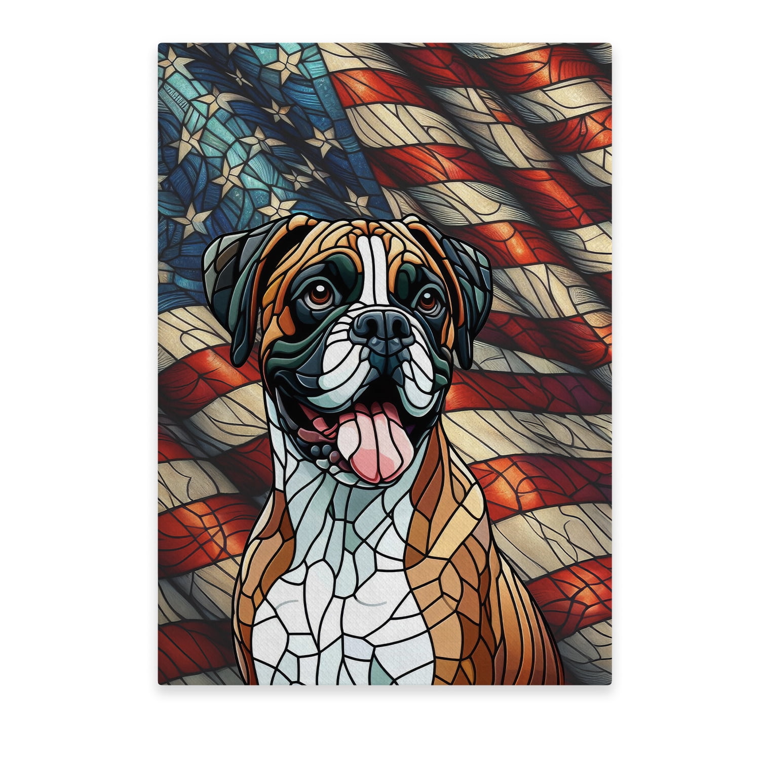 Patriotic Boxer Stained Glass Portrait American Flag Vertical Matte ...