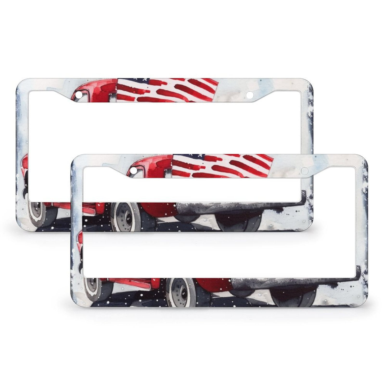Patriotic Buffalo Plaid Truck License Plate Cover 2 Pcs Set Memorial ...