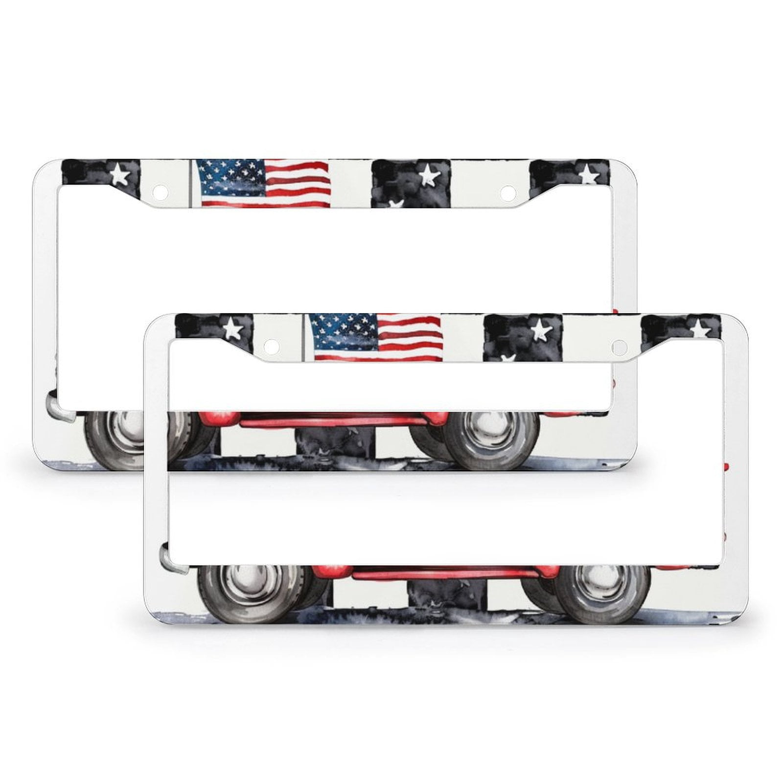 Patriotic Buffalo Plaid Truck License Plate Cover 2 Pieces Independence ...