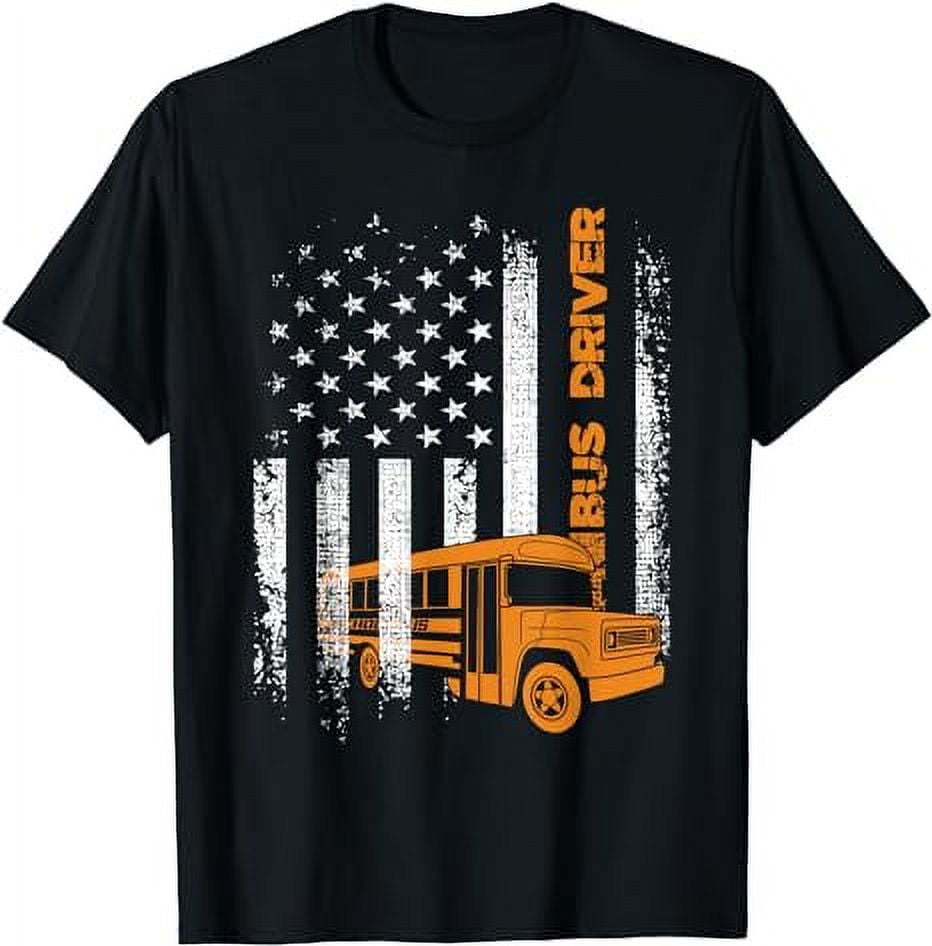Patriotic Bus Driver USA American Flag - School Bus Driver T-Shirt ...
