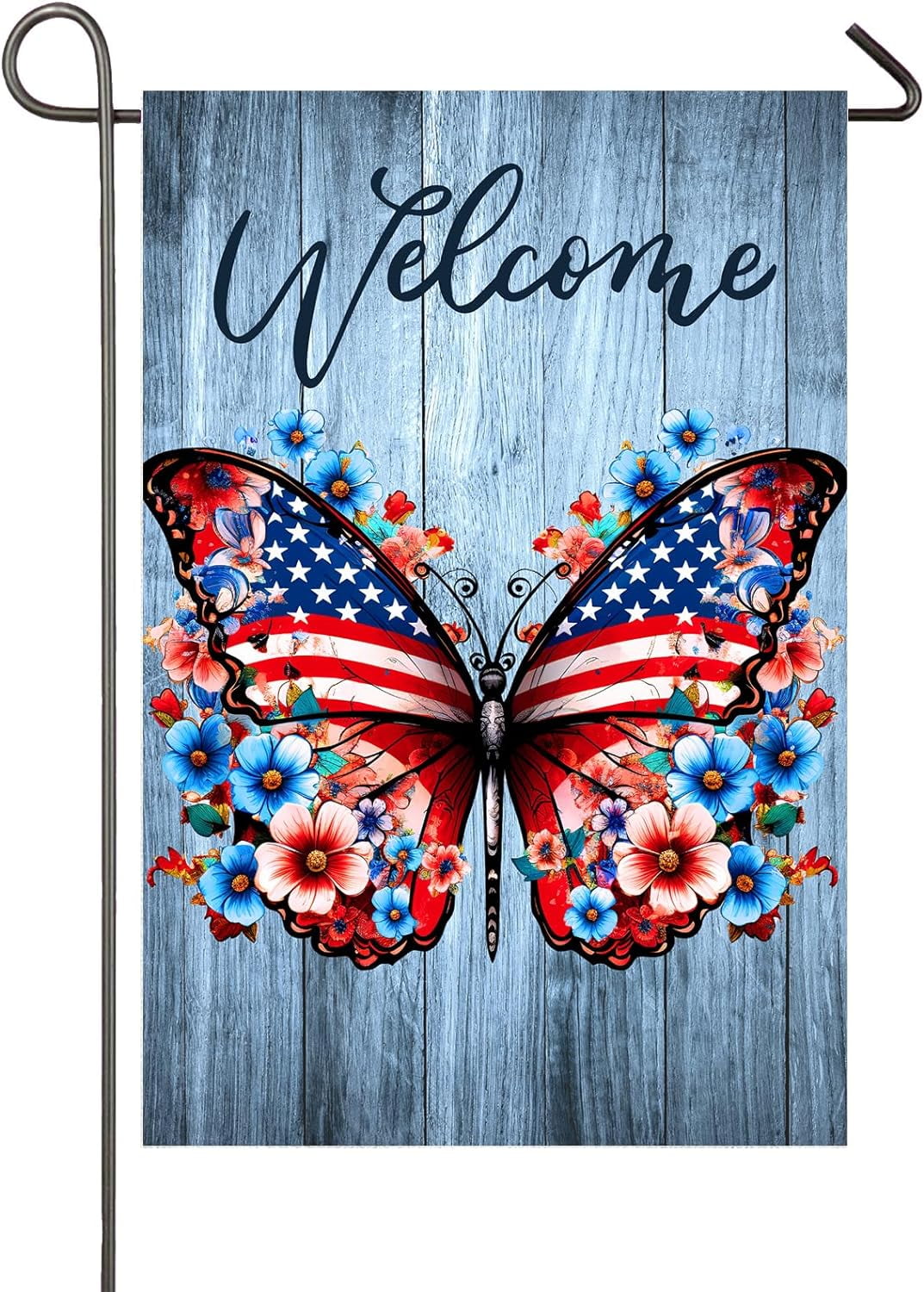 Patriotic Butterfly Garden Flag Double Sided American 4th Of July Yard ...