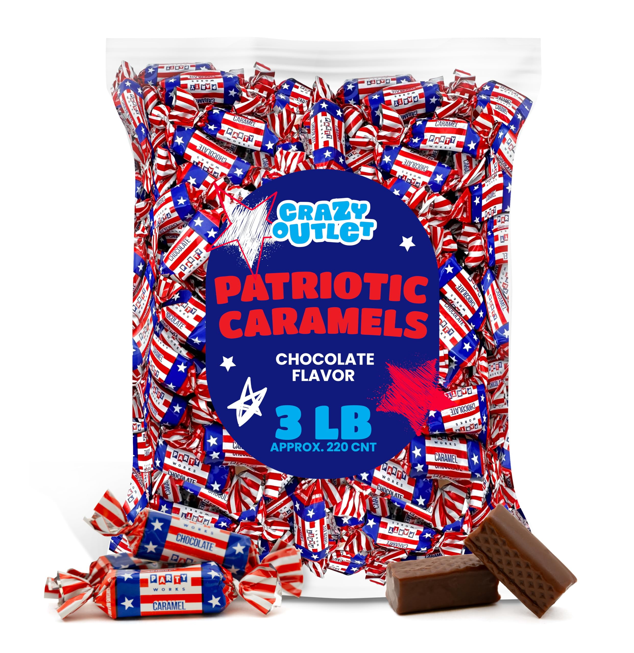 Patriotic Candy - Chocolate Flavored Caramels - USA Flag Colors Taffies ...