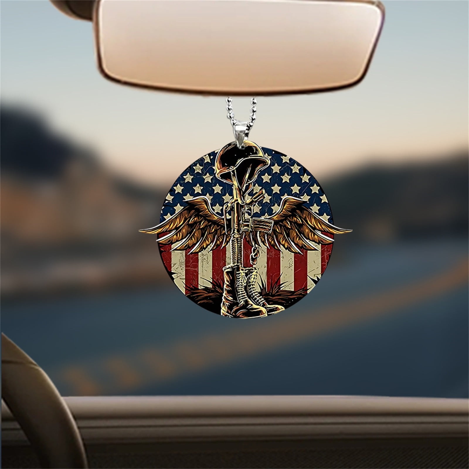 Patriotic Car Flag Design with Soldier Helmet and Boots for Home ...