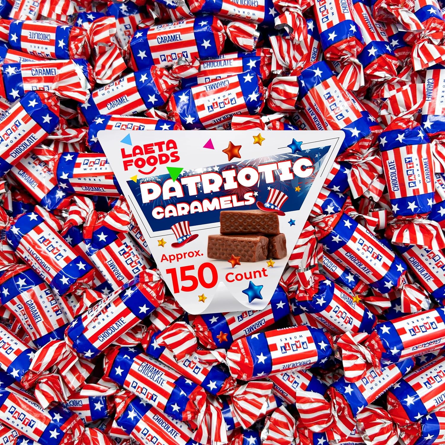 Patriotic Caramels Candy Chocolate Flavor, USA Flag Colors (2 Pound Bag ...