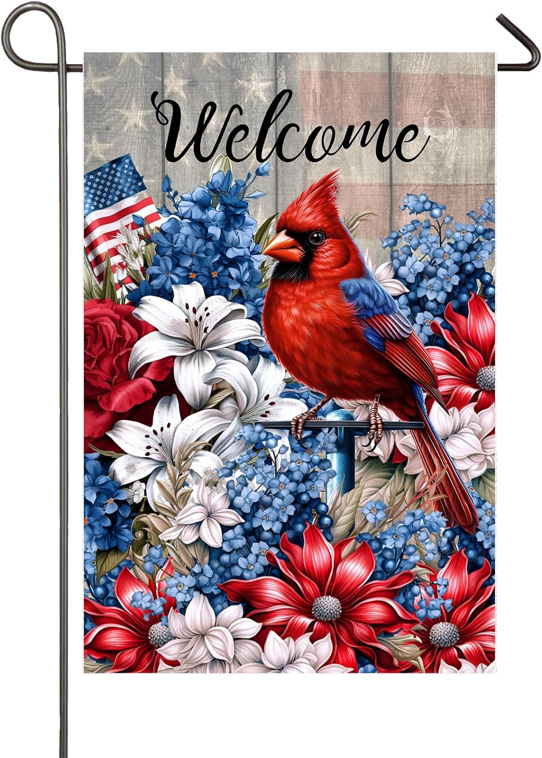 Patriotic Cardinal Garden Flag Double Sided American Independence ...
