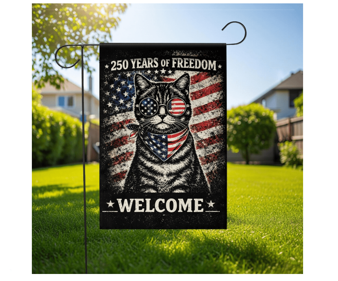Patriotic Cat America 250 Years Independence Flag 28x40 POLE NOT ...
