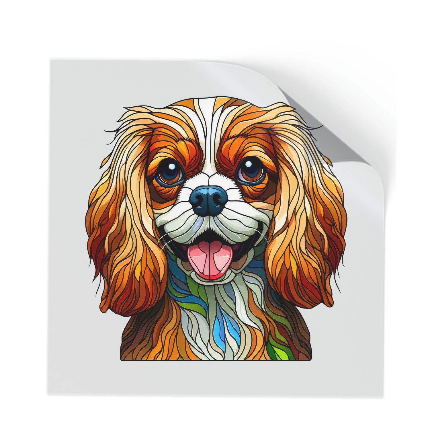 Patriotic Cavalier King Charles Spaniel Stained Glass Portrait American ...