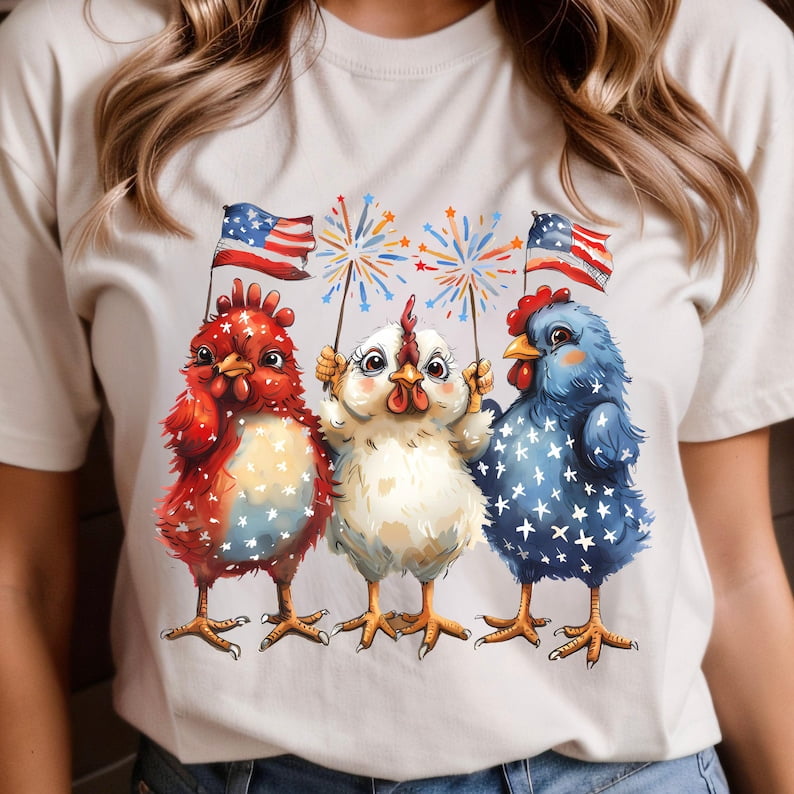 Patriotic Chicken, 4th of July Red White Blue Chickens, Funny USA Farm ...
