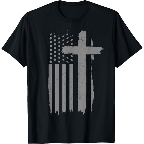 Patriotic Christian American Flag Cross Jesus Religious T-Shirt ...