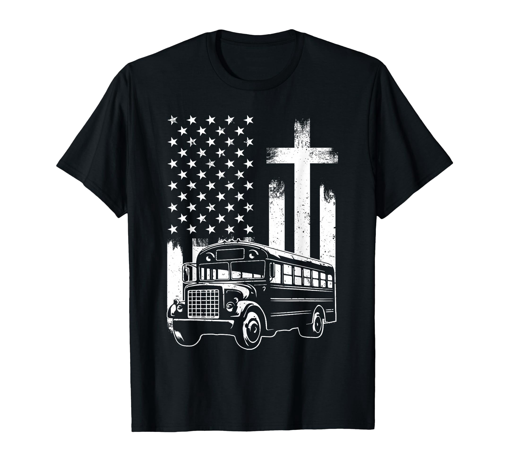 Patriotic Christian Garden Flag - Vintage School Bus with Distressed ...