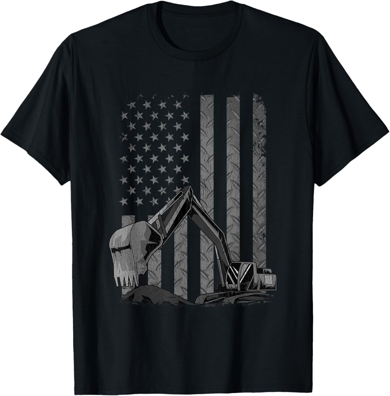 Patriotic Construction Worker Excavator Operator Digger Cool T-Shirt ...
