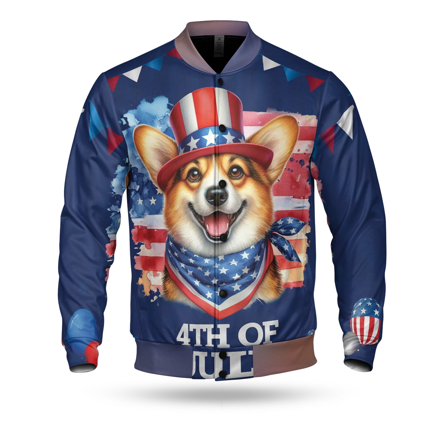 Patriotic Corgi Celebrates 4th of July All Over Print 3D Baseball ...