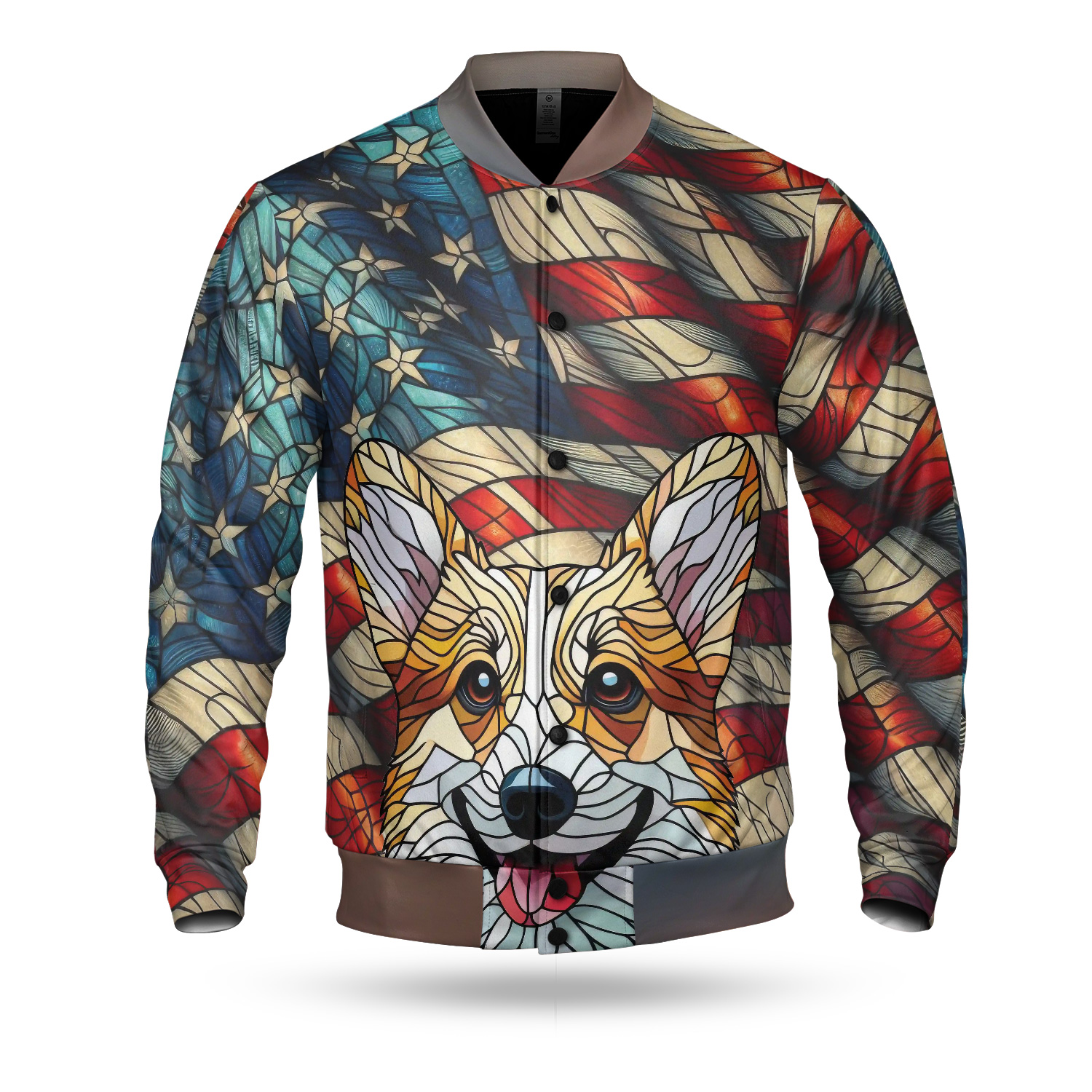 Patriotic Corgi Stained Glass Portrait American Flag All Over Print 3D ...