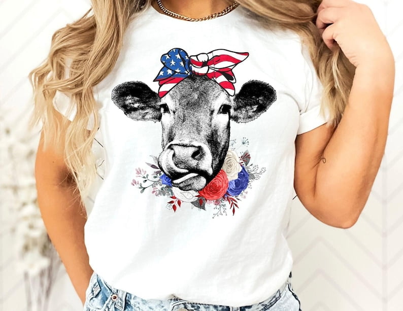 Patriotic Cow Shirt, Fourth of July Shirt, Patriotic Shirt ...