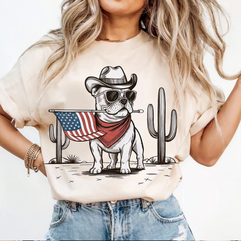 Patriotic Cowboy Dog Shirt, Western Cowdog Tee, American Flag Pet T ...