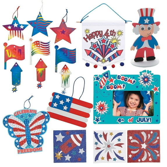 Patriotic Craft Boredom Buster Kit, Craft Kits, Party Supplies, 96 ...