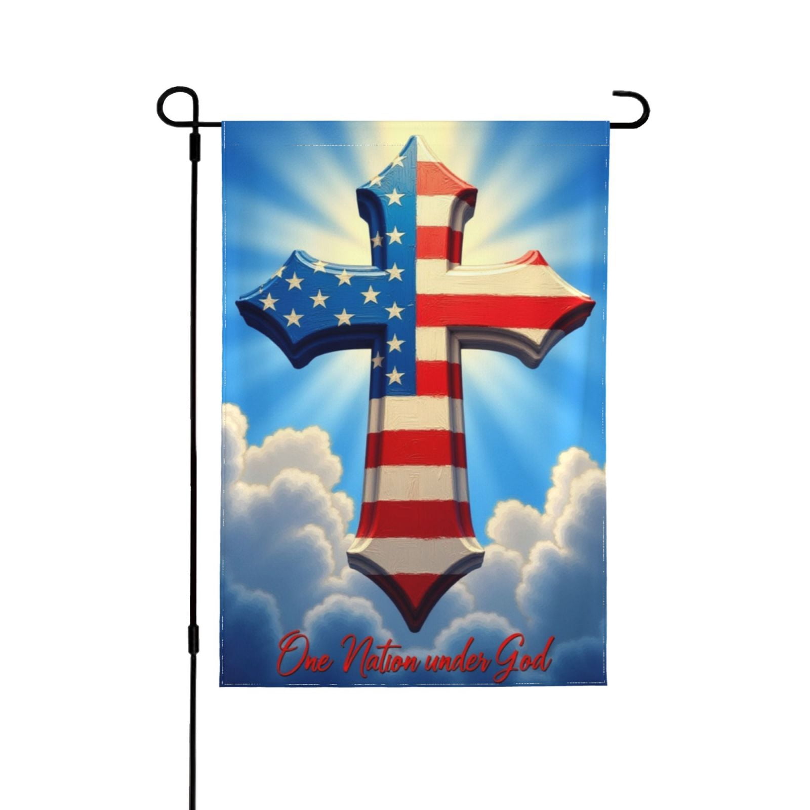 Patriotic Cross Garden Flag 12x18 Inch Double Sided American Flag ...