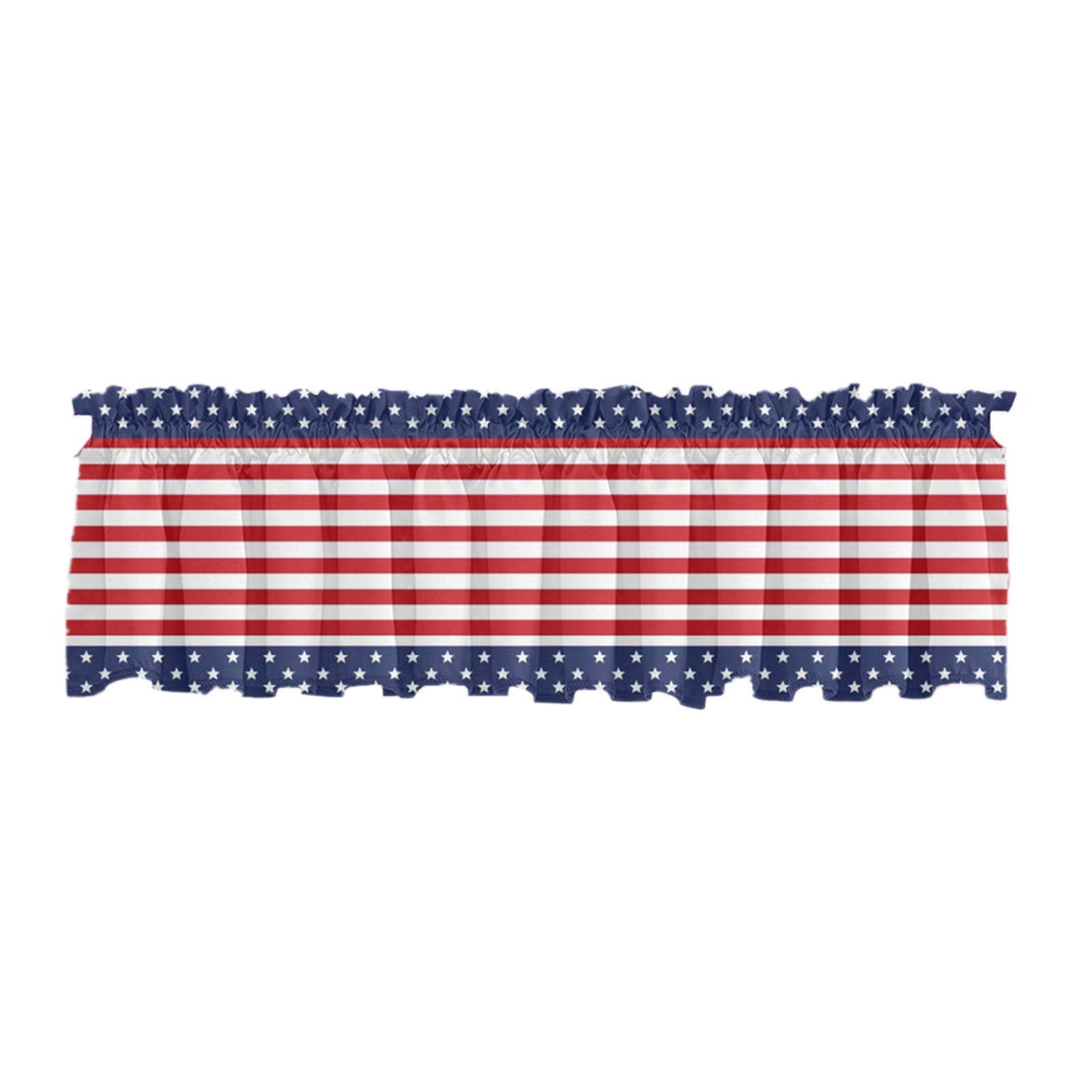 Patriotic Curtain for Windows, USA Flag Red White Blue Stripes Rod ...