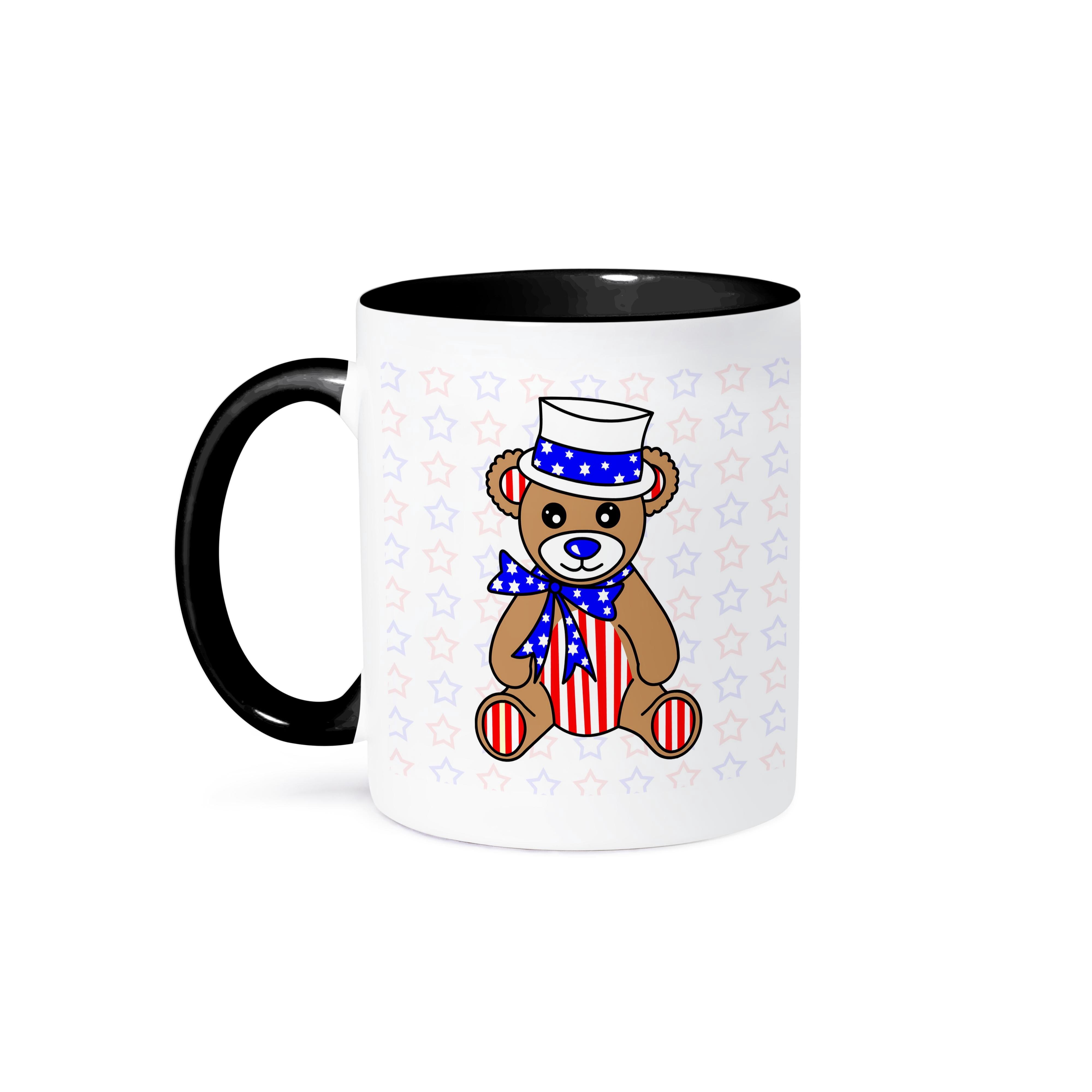 3dRose, Patriotic Cute America Teddy Bear Red White and Blue, 15oz Two ...